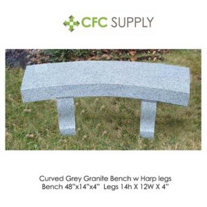 Curved Grey Granite Bench with Harp Legs – CFC Supply